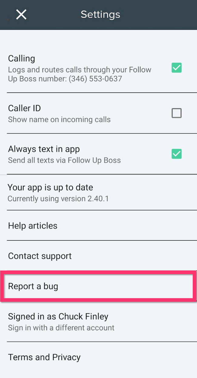 Android: Getting help with the App – Follow Up Boss - Help Center