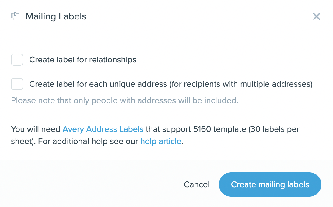 Mailing Labels – Follow Up Boss - Help Center